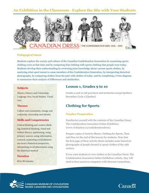 Lesson Plan: Clothing for Sports Activity Sheet: Clothing for Sports ...
