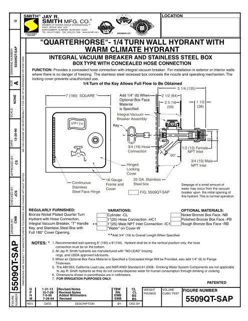 Submittal 5509QT-SAP Hydrant - Jay R. Smith MFG Co.