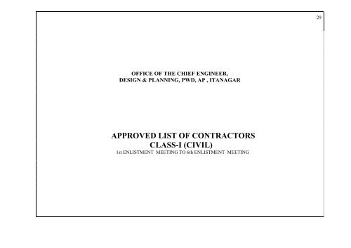 approved list of contractors class-i (civil) - Arunachalpwd.org