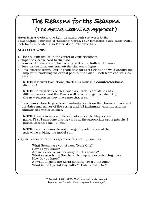 The Reasons for the Seasons