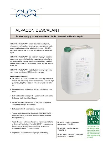 ALPACON DESCALANT - Alfa Laval