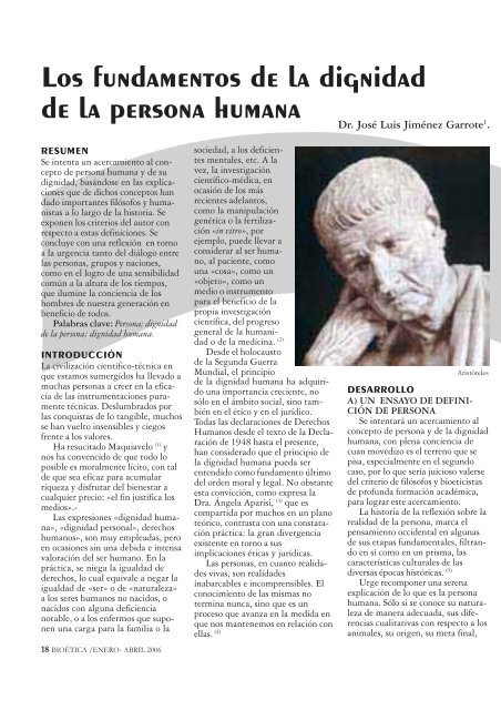 Los fundamentos de la dignidad de la persona humana