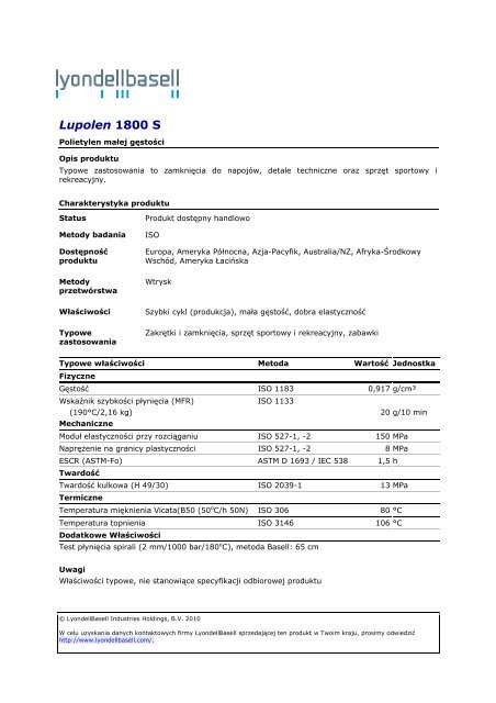 Lupolen 1800 S TDS 2010 PL