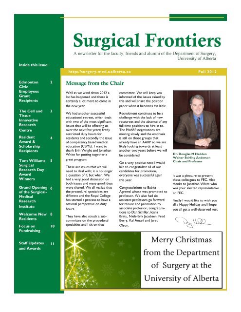 Surgical Frontiers - Surgery - University of Alberta