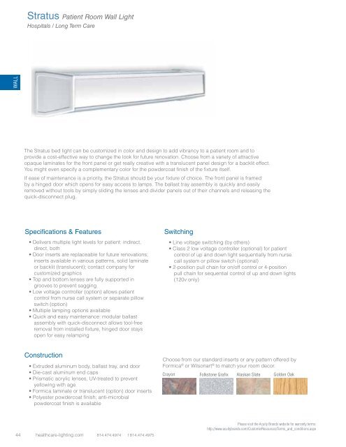 Stratus Patient Room Wall Light - Healthcare Lighting
