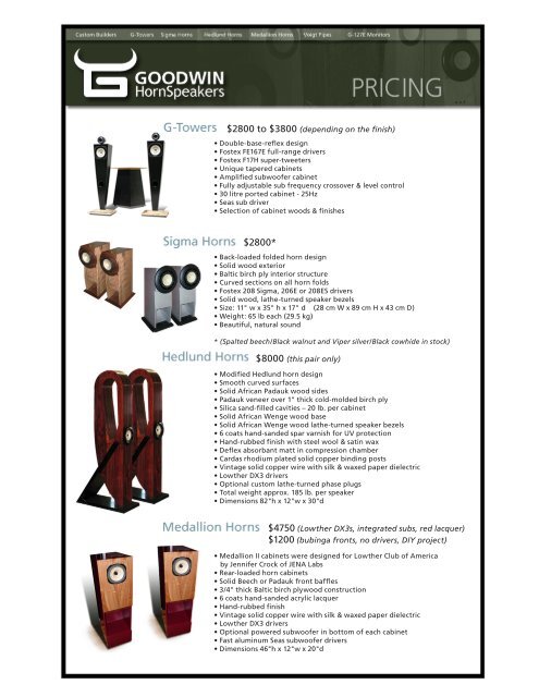 Aesthetically Pleasing - Goodwin Horn Speakers