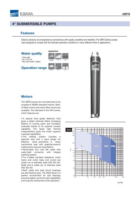 selection chart - Ebara