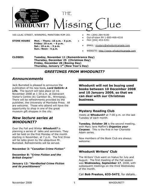 Missing Clue - Whodunit Mystery Bookstore