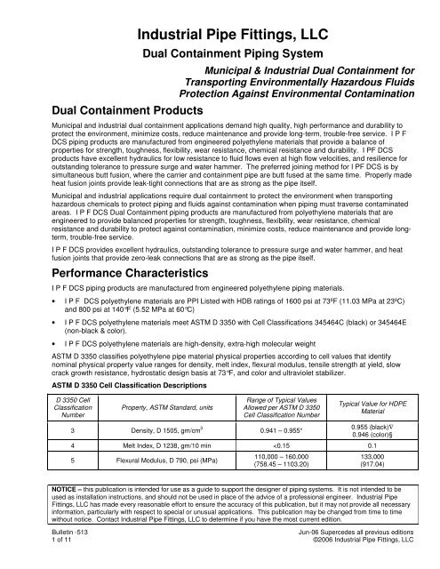Industrial Pipe Fittings, LLC Dual Containment Piping System