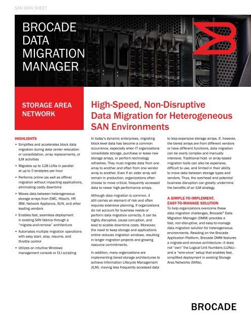 BROCADe DAtA MIgRAtION MANAgeR BROCADe DAtA MIgRAtION MANAgeR