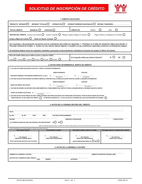 SOLICITUD DE INSCRIPCIÃ“N DE CRÃ‰DITO - Infonavit