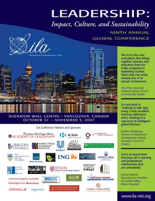 ILA Vancouver 2007 Program - International Leadership Association