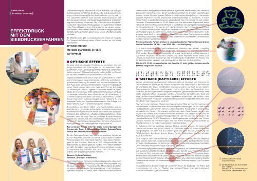 EFFEKTDRUCK MIT DEM SIEBDRUCKVERFAHREN - Coates Screen