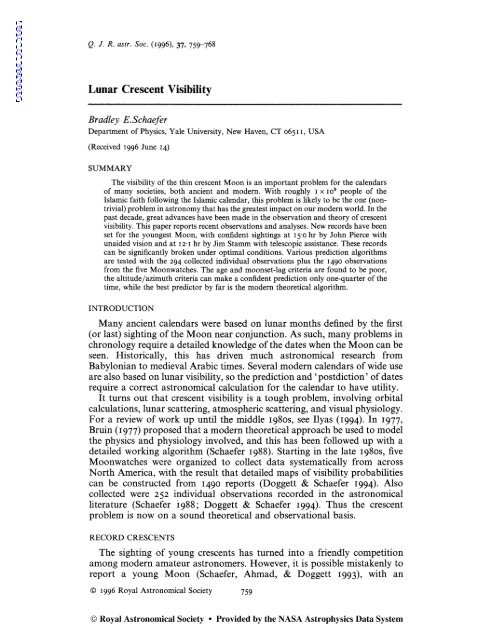 Lunar Crescent Visibility - Islamic Crescents' Observation Project