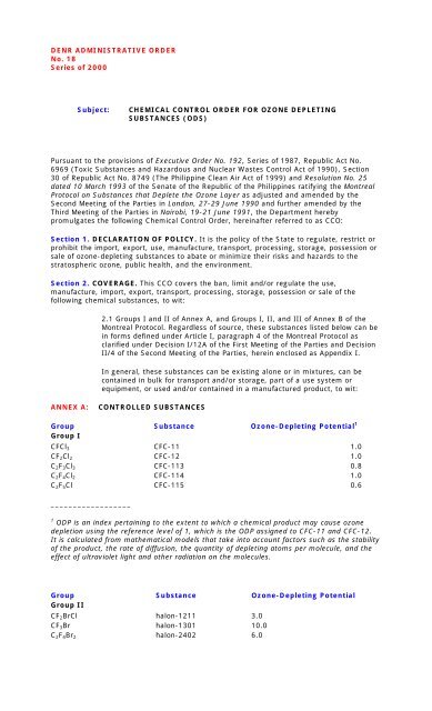 denr administrative order - Environmental Management Bureau