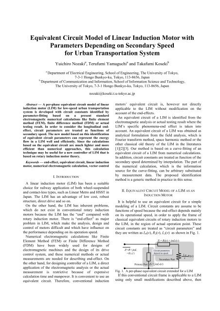 Equivalent Circuit Model of Linear Induction Motor with Parameters ...