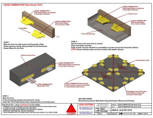 Download the Dominator dowel Specification - Lesa Systems