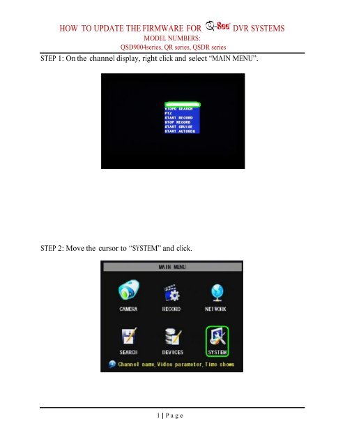HOW TO UPDATE THE FIRMWARE FOR DVR SYSTEMS - Q-See