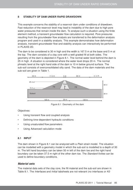 stability of dam under rapid drawdown - Plaxis