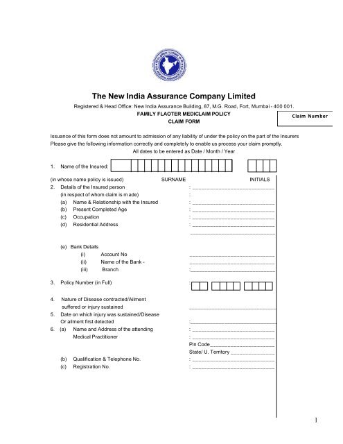 Family Floater.claim form