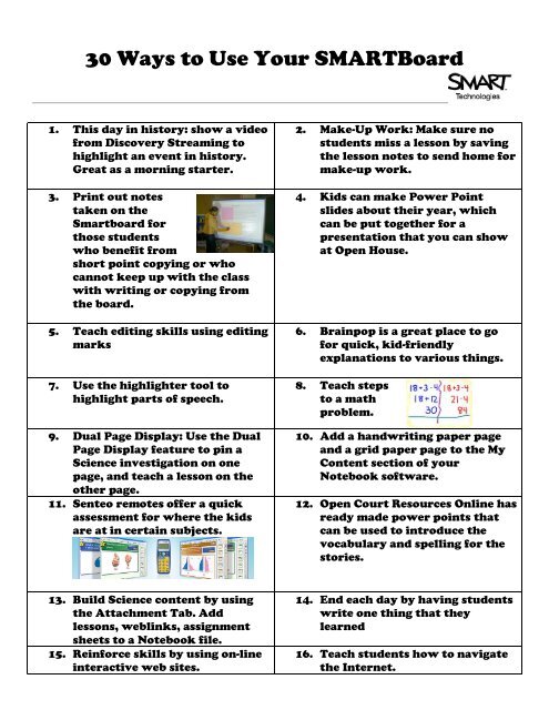 30 Ways to Use Your SMART Board