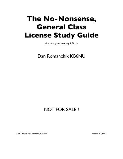 No-Nonsense, General-Class Study Guide - KB6NU.Com