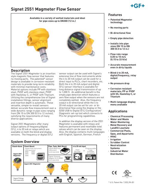 Signet 2551 Magmeter Flow Sensor