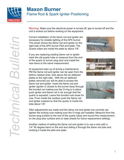 Maxon Burner Flame Rod & Spark Igniter Positioning