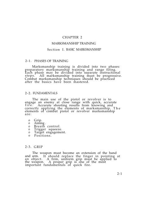 CHAPTER 2 MARKSMANSHIP TRAINING Section I. BASIC ...