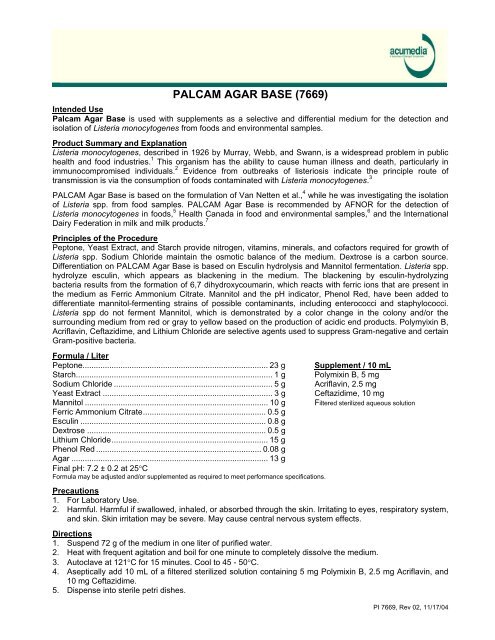 Palcam Agar Base (7669) - mibius