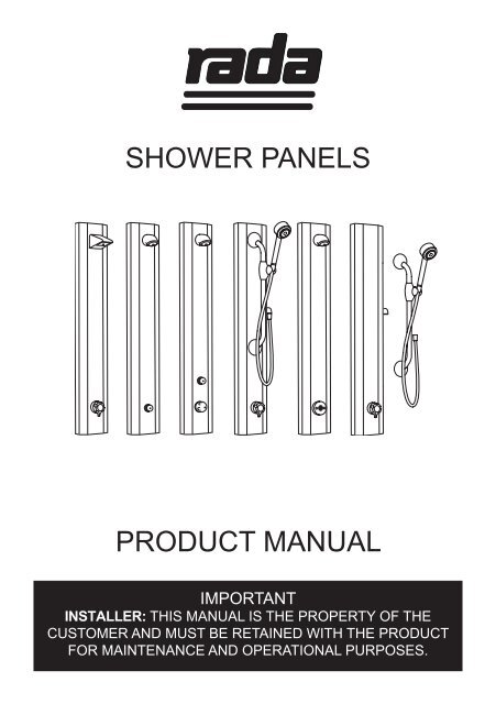 PROducT MANuAl shOweR PANels - Rada