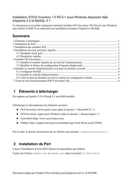 Comment installer OCS Inventory NG Server sous Windows, sans ...