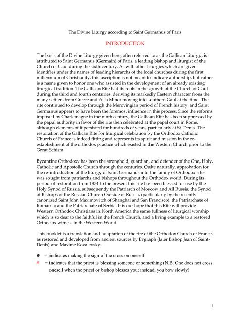 The Gallican Liturgy - ROCOR Western-Rite