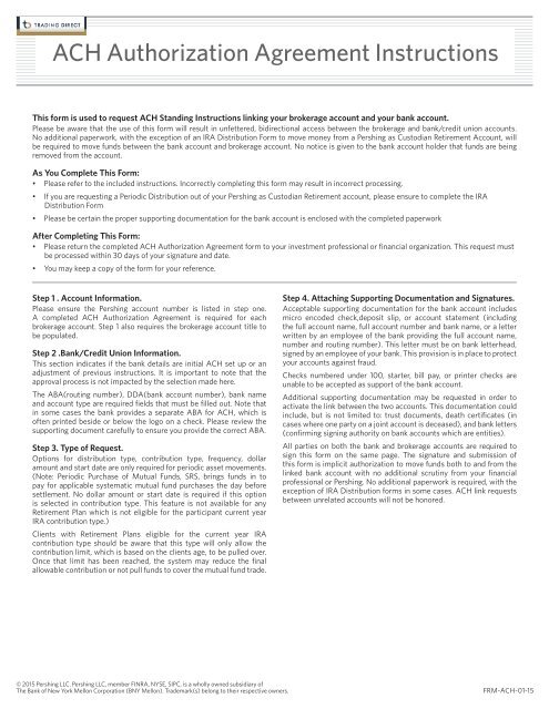 ACH Authorization Agreement - Trading Direct