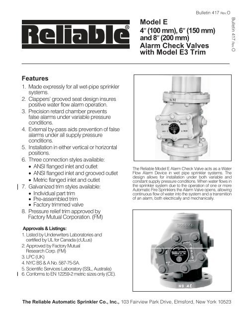 Alarm Check Valve - Reliable Automatic Sprinkler Co.