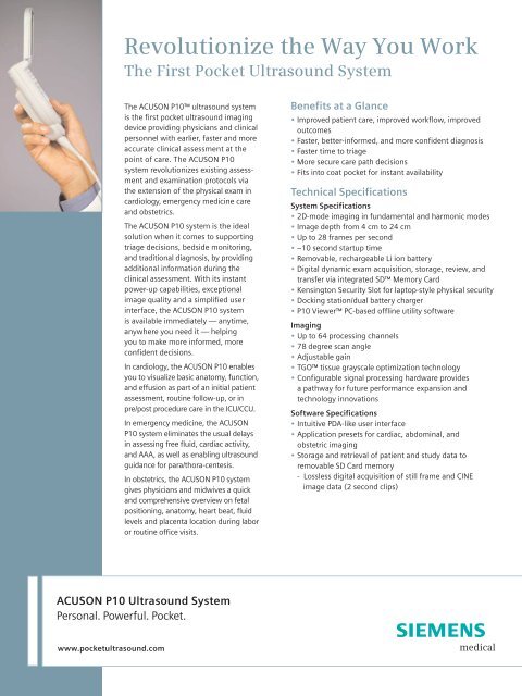 on Acuson P10 Ultrasound System - Siemens Healthcare