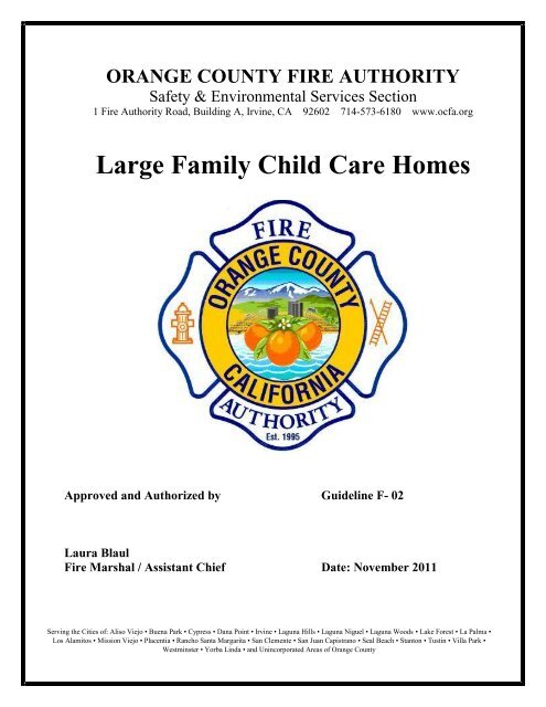 Large Family Child Care Homes - Orange County Fire Authority