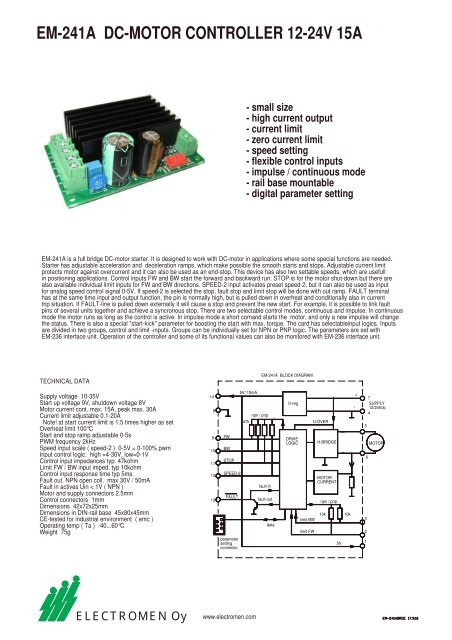 EM-241A DC-MOTOR CONTROLLER 12-24V 15A - Electromen