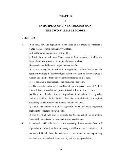 chapter 6 basic ideas of linear regression: the two-variable model