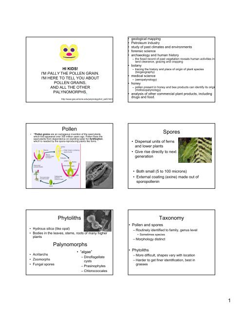 Pollen Spores Phytoliths Palynomorphs Taxonomy