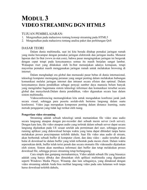 MODUL VIDEO STREAMING DGN HTML5