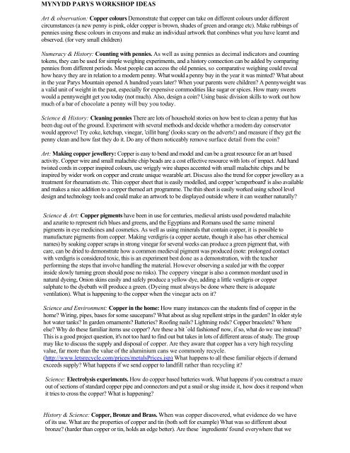 Numeracy & History: Counting with pennies. As ... - Copper Kingdom