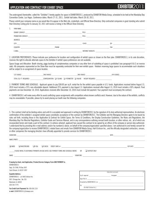 application and contract for exhibit space - Exhibitor Magazine
