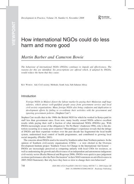 How international NGOs could do less harm and more good