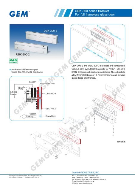 UBK-300 - GEM,Gianni Industries, Inc.