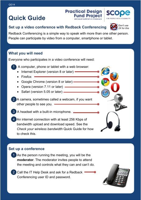 Quick Guide: Set up a video conference with Redback ... - Scope