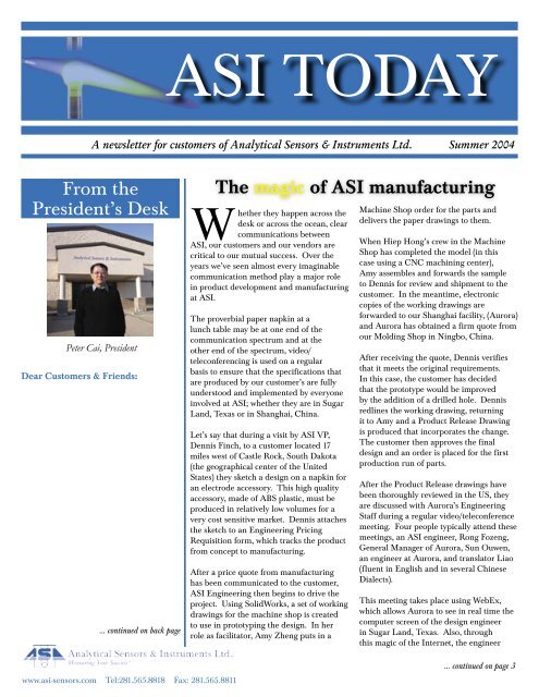 The magic of ASI manufacturing - Analytical Sensors, Inc.