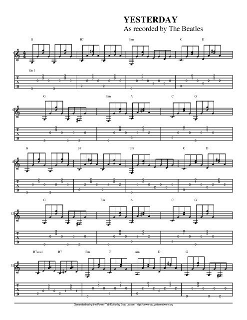 Beatles Yesterday Guitar Chords