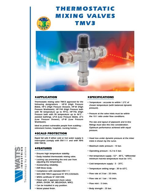 thermostatic mixing valves tmv3 - WATTS industries