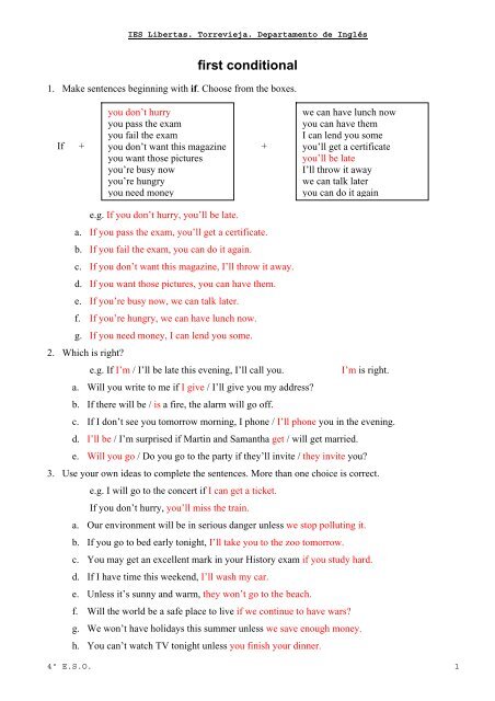 first conditional solutions - ies nÃºm. 1 - libertas